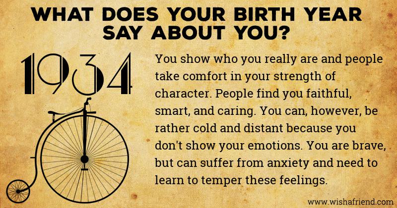 What does your Birth year say about you? - Born in 1934