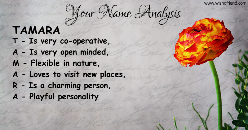Name Analysis of Tamara