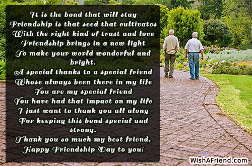 It is the bond that will stay , Friendship Day Poem