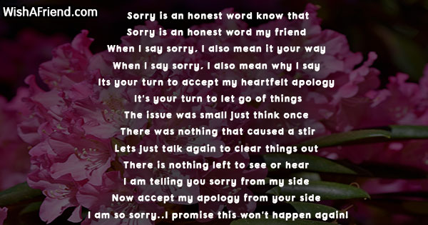 Sorry is an honest word know that , Sorry Poem