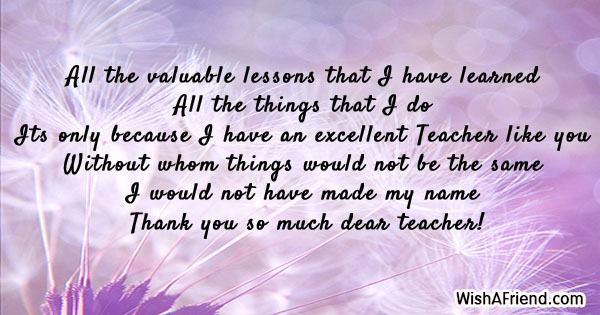 All the valuable lessons that I, Thank You Notes For Teacher